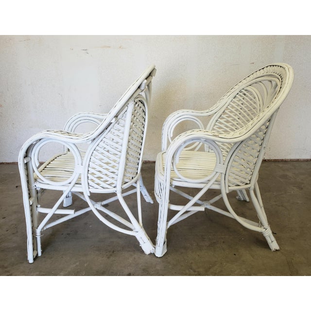 Vintage White Natural Wicker Rattan Chairs - a Pair | Chairish