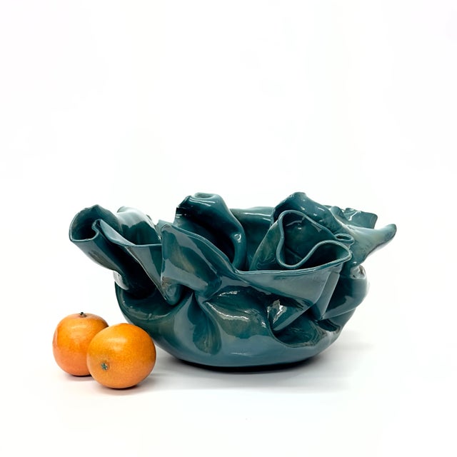 Deep Green Monumental Ceramic Sculptural Bowl by Barbara Wakefield ...