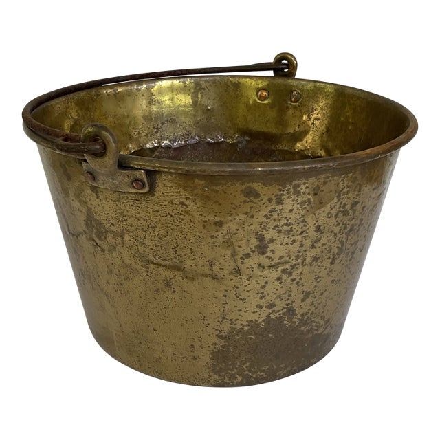 19th Century Antique American Ansonia Brass & Copper Fireplace Bucket ...