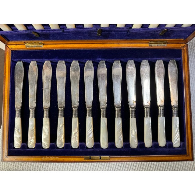 Circa 1900 English Mother of Pearl Handled Fish Utensil Set With ...