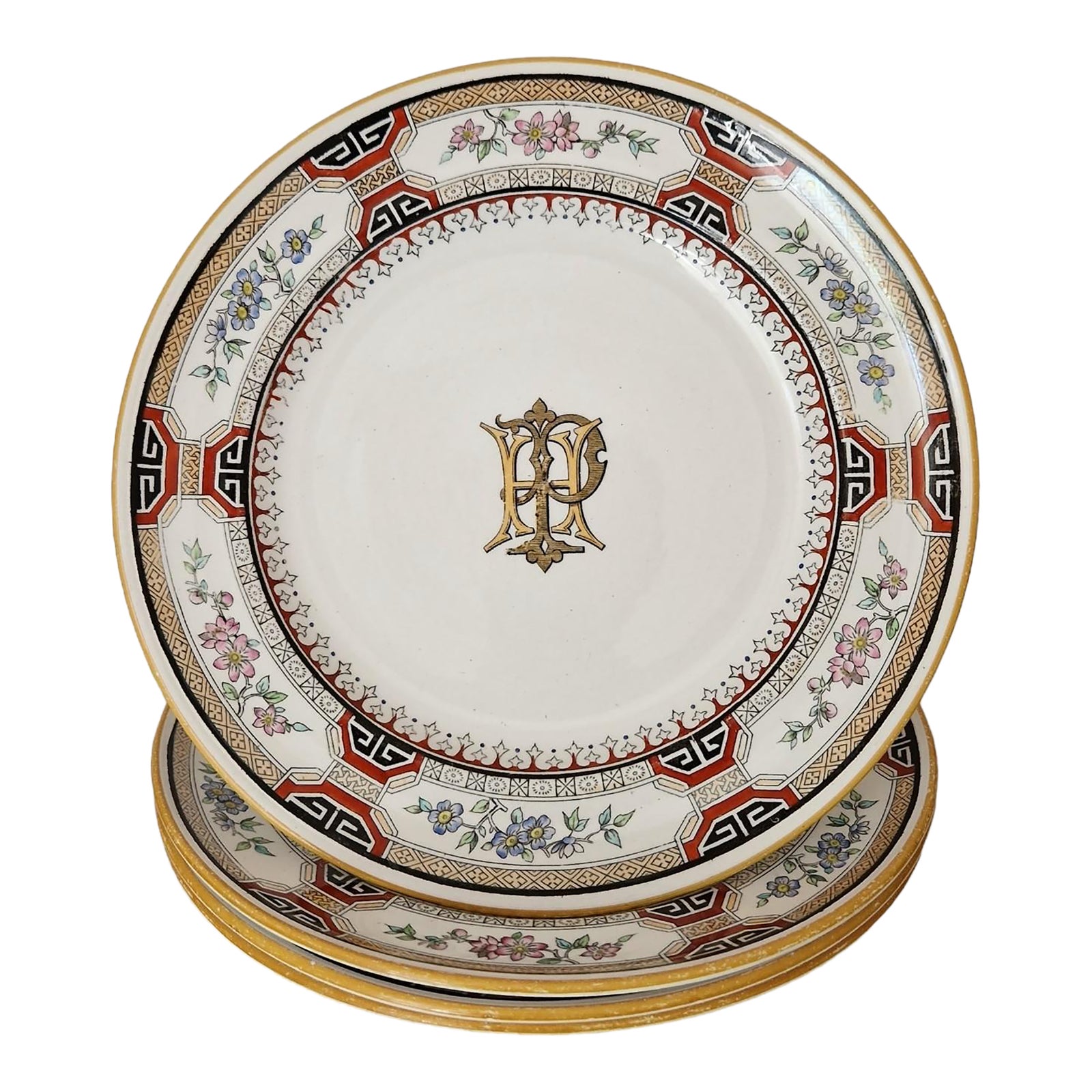 19th Century Chinoiserie Minton China Dinner Plates in Chinese Key ...