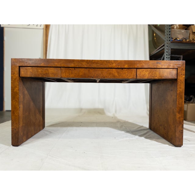 Mid-Century Vintage Parson Style Burlwood Desk | Chairish