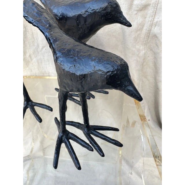 Pottery Barn Set of 3 Iron Blackbird Figures | Chairish