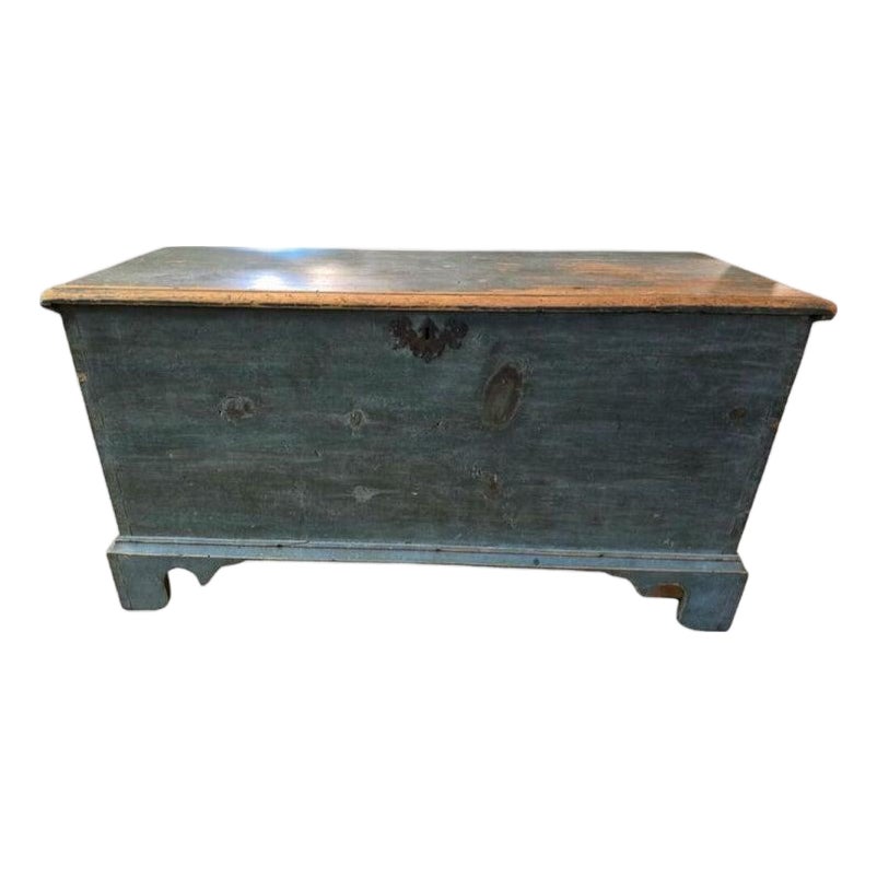 18th Century Original Blue Painted Blanket Chest From New England ...
