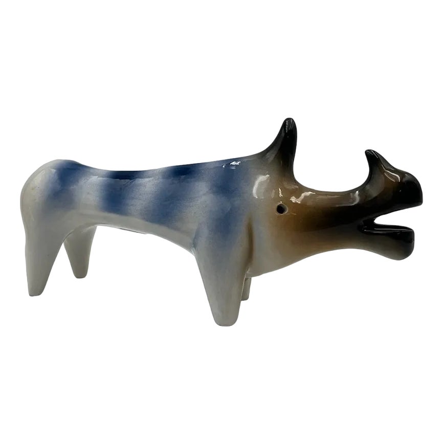 Handmade Ceramic Rhinoceros Sculpture by Roberto Rigon, 1970s | Chairish