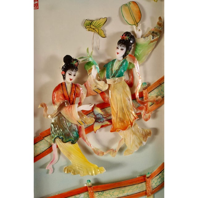 Vintage Asian Shell Art Set of 2 | Chairish