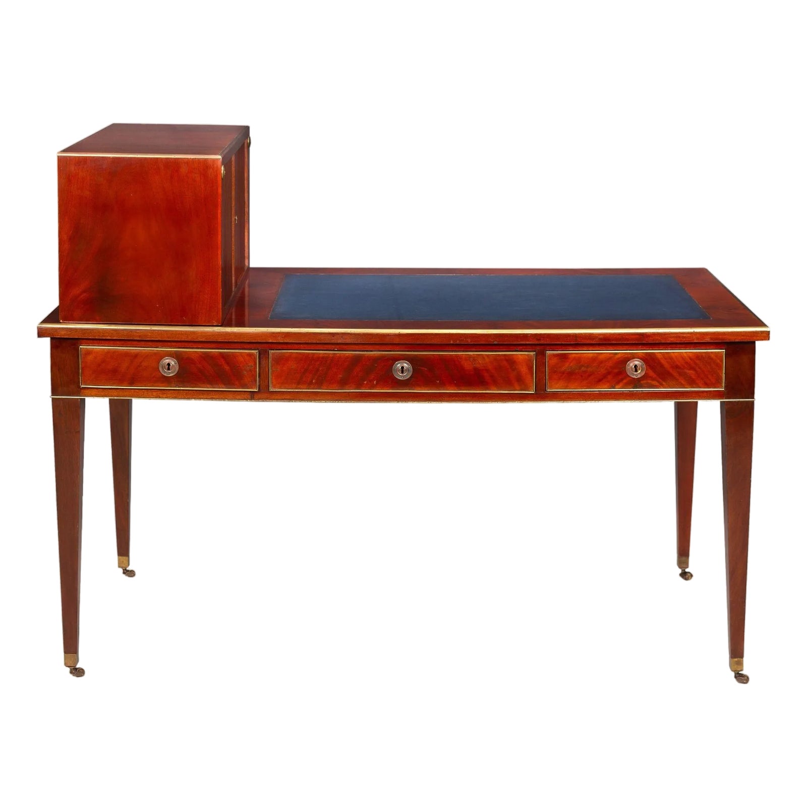 Baltic Neoclassical Mahogany, Brass & Leather Writing Desk, Late 19th ...