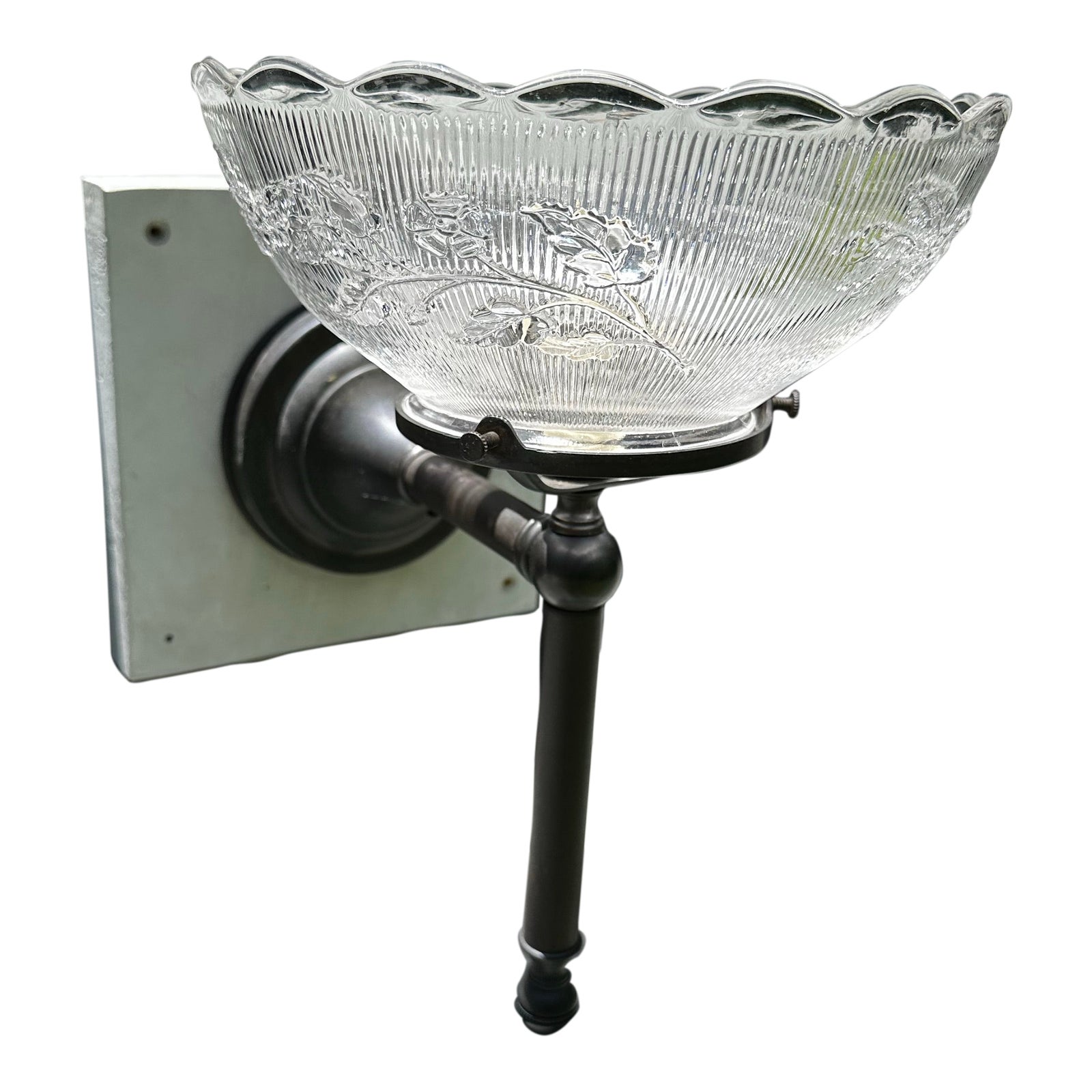 Vintage Gas Shade on Antique Brass Wall Sconce | Chairish