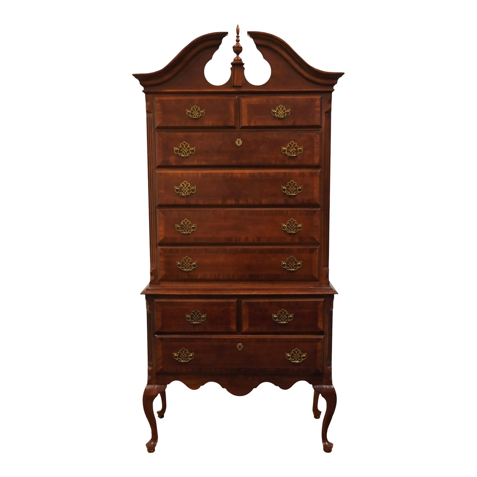 High End Traditional Chippendale Style 37" Pediment Highboy Chest | Chairish