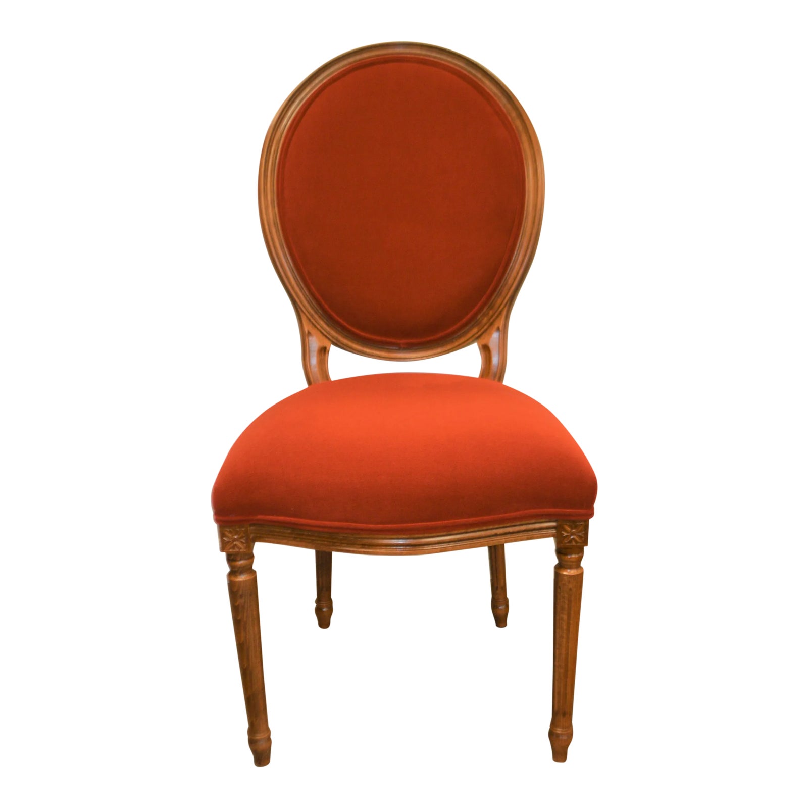 Louis XVI Style Oval Back Dining Chairs With Washable Velvet Fabric ...