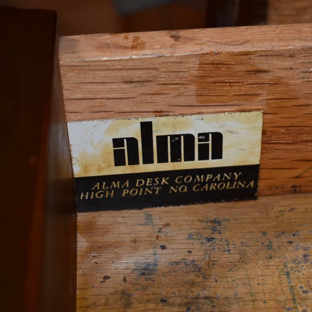 Mid Century Modern Alma Company Desk Walnut Office Desk | Chairish