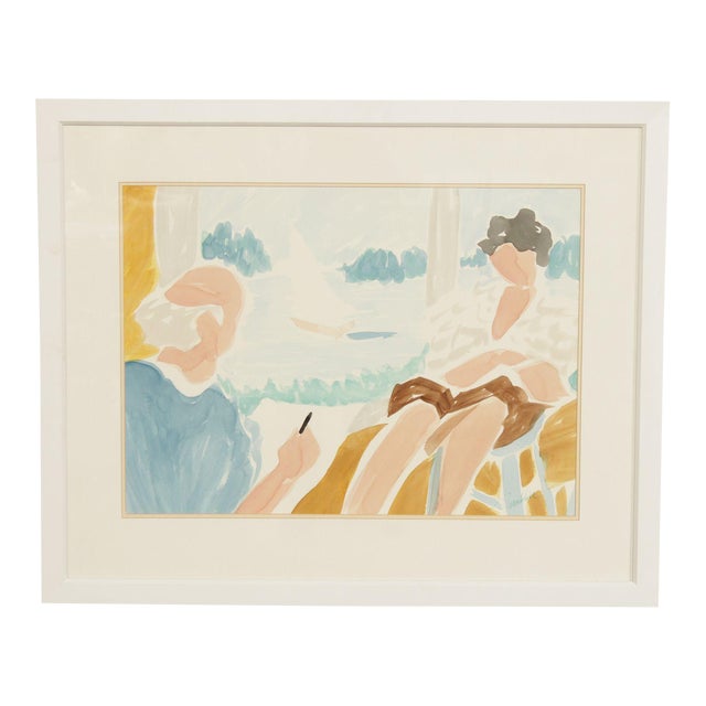 Franklin J. Kaye Modern Abstract Figural Watercolor Painting | Chairish