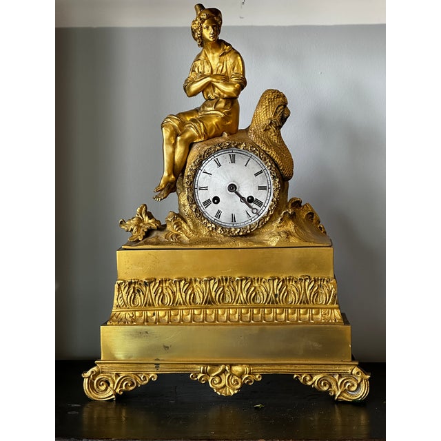 Early 19th Century French Gilt Bronze Figural Clock | Chairish