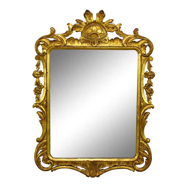 1940s Hollywood Regency Hand Carved Gilded Mirror | Chairish