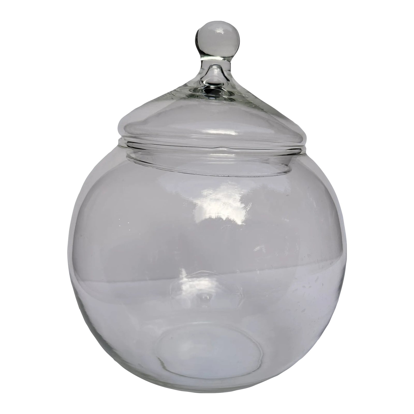 2000s Round Glass Apothecary Jar Bowl With Lid | Chairish