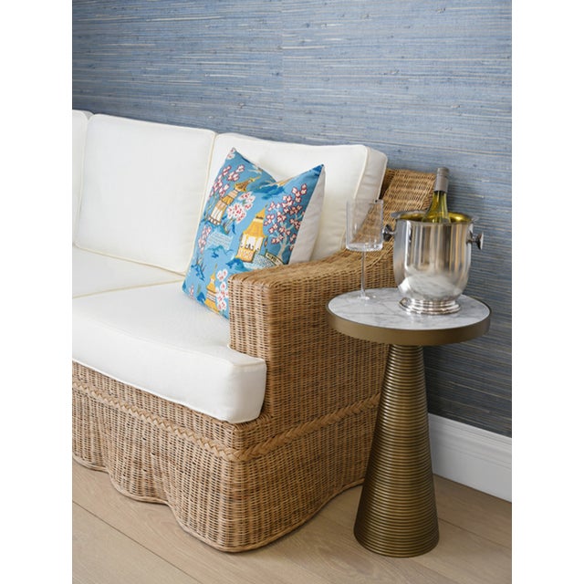 Matthew Izzo Home Daphne Lawson Style Natural Rattan Sofa With Ivory ...