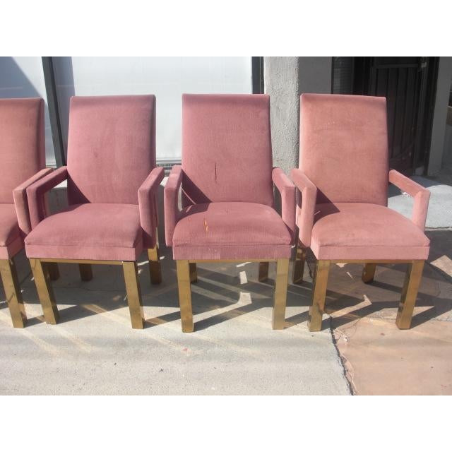 1980s Upholstered Dining Arm Chairs With Chunky Brass Legs - Set of 6 ...