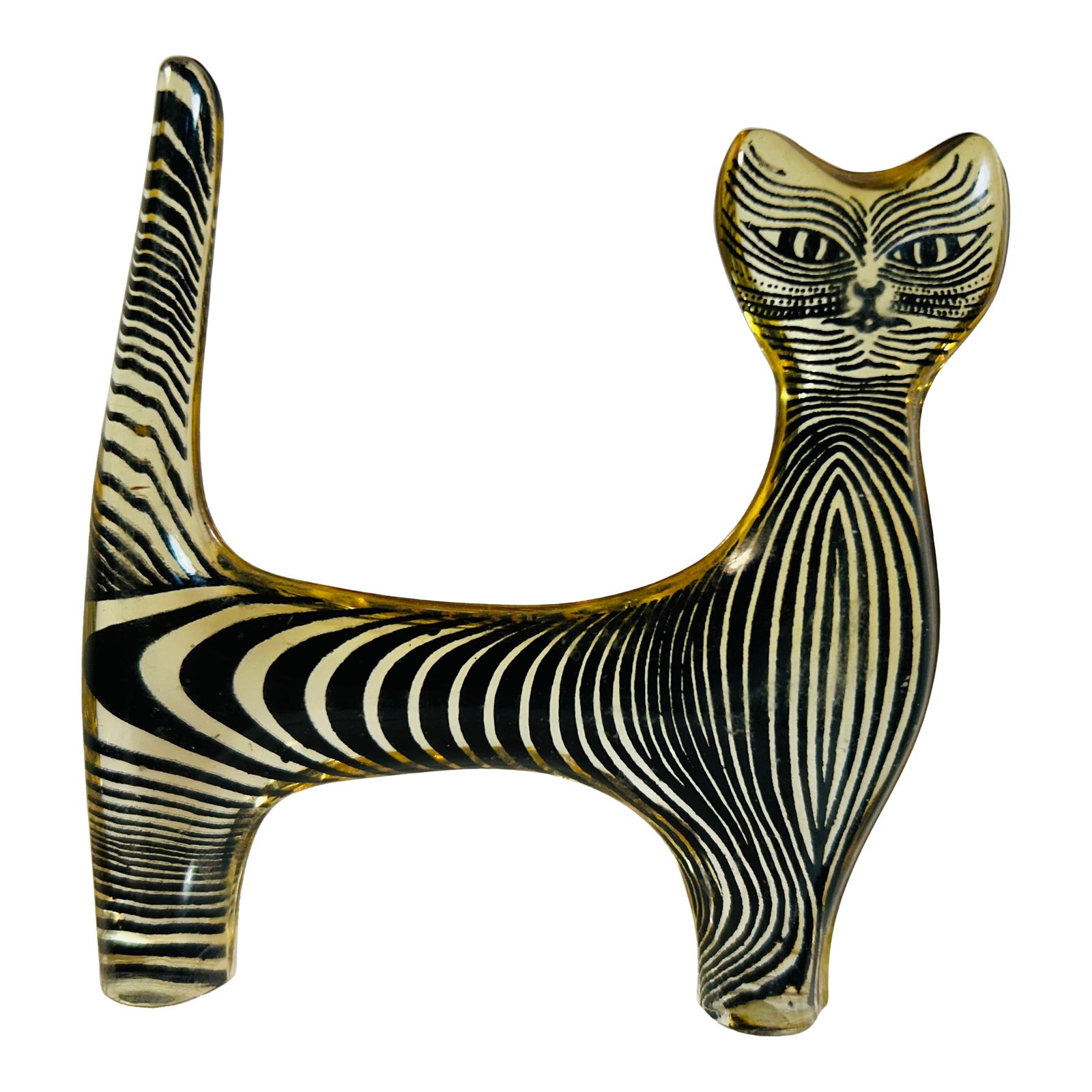 Vintage Op Art Lucite Striped Cat by Brazilian Artist Abraham Palatnik ...