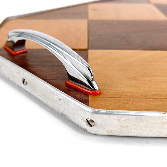 Antique 1920s Handmade Geometric Diamond Wood Inlay Serving Vanity ...