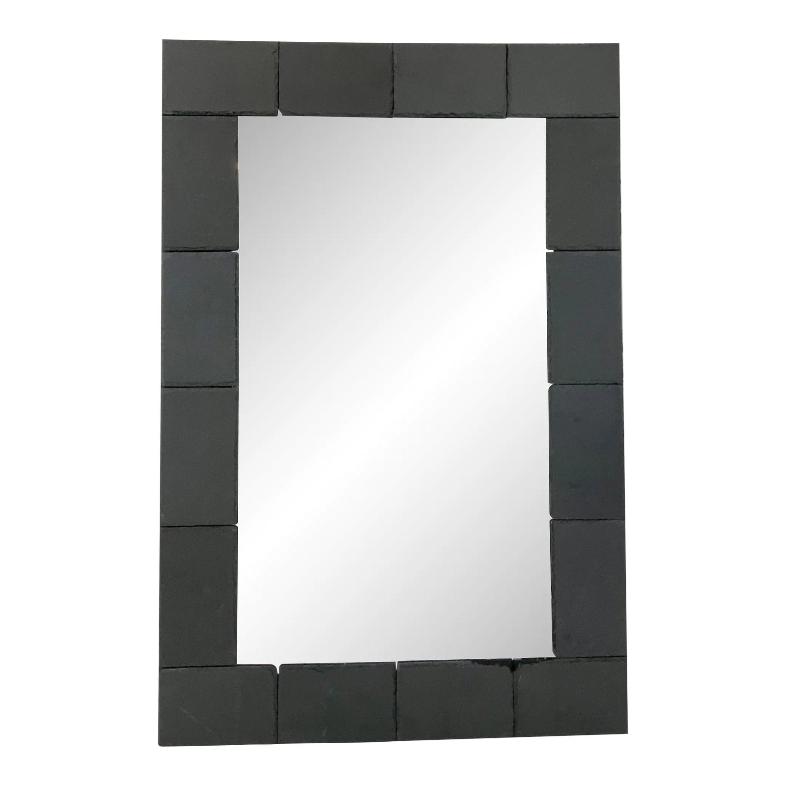 Modern Paneled Slate Wall Mirror | Chairish