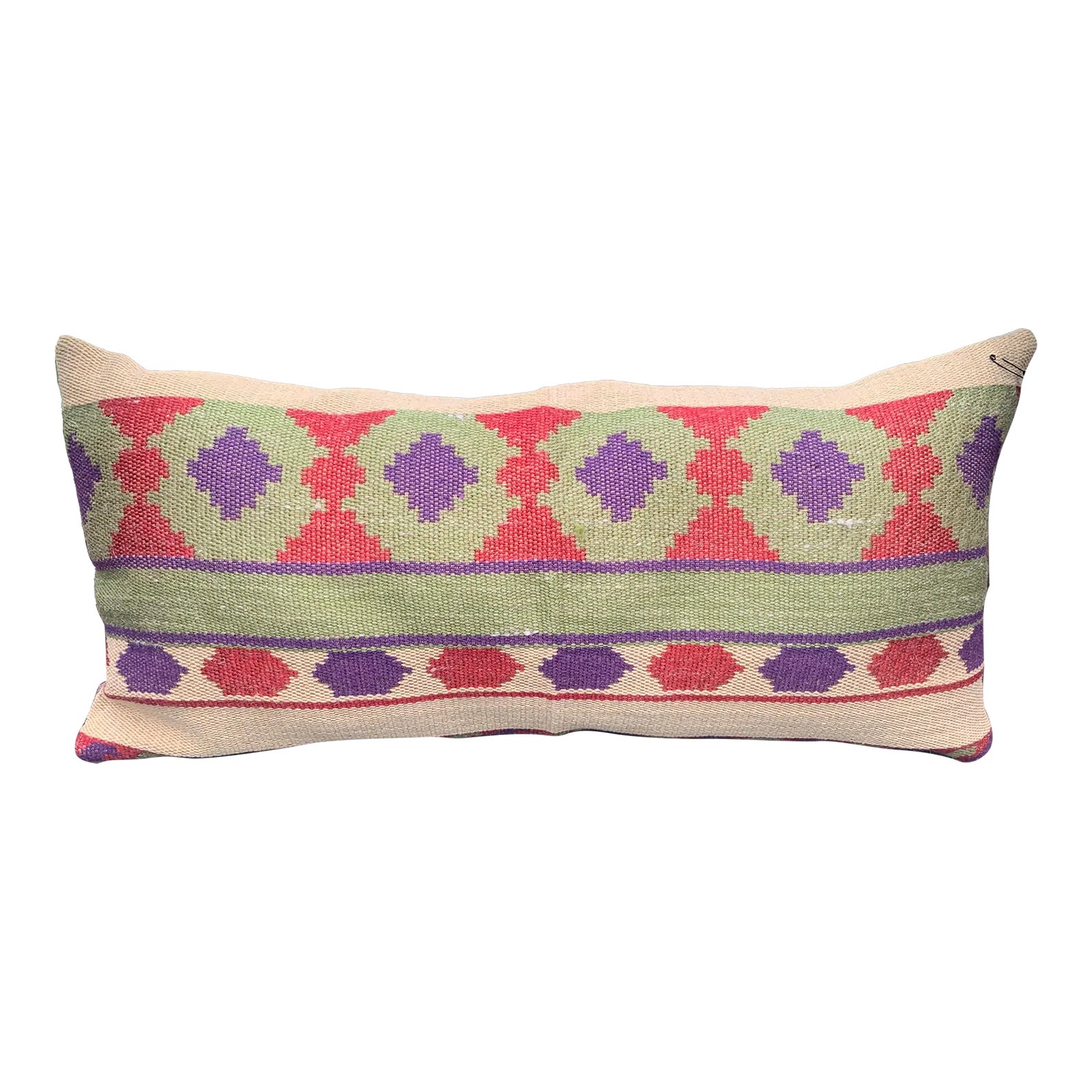 Hand Crafted Lumbar Pillow Featuring Vintage Knoll Greek Key Textile ...