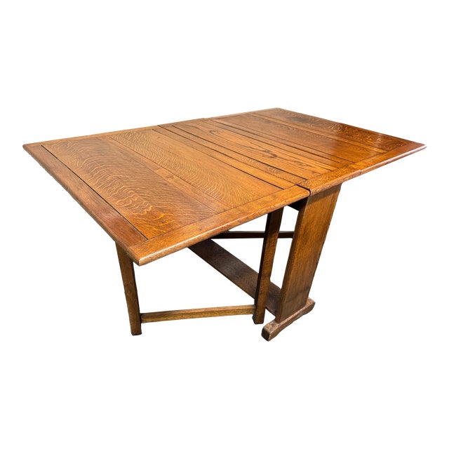 Vintage Oak Drop Leaf Wooden Table | Chairish