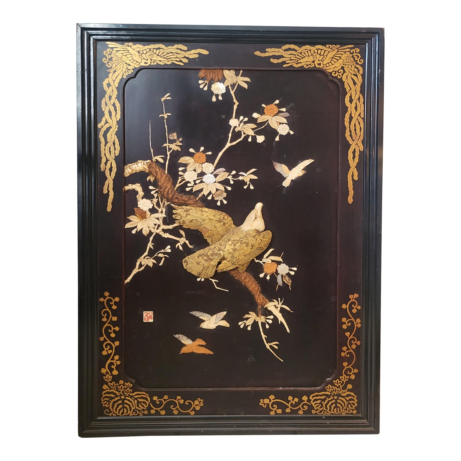 Two Large Shibayama Panels, Japanese Decorative Screen, Meiji Period ...