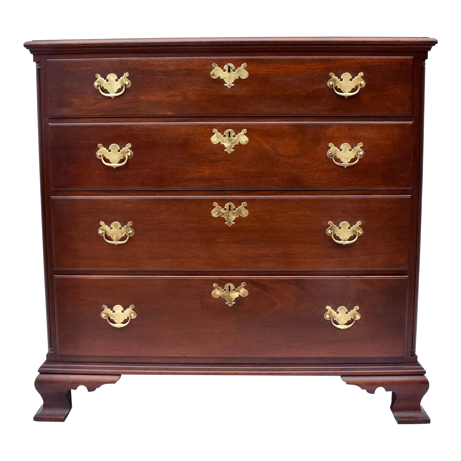 Early 20th Century Solid Mahogany Chippendale Dresser | Chairish