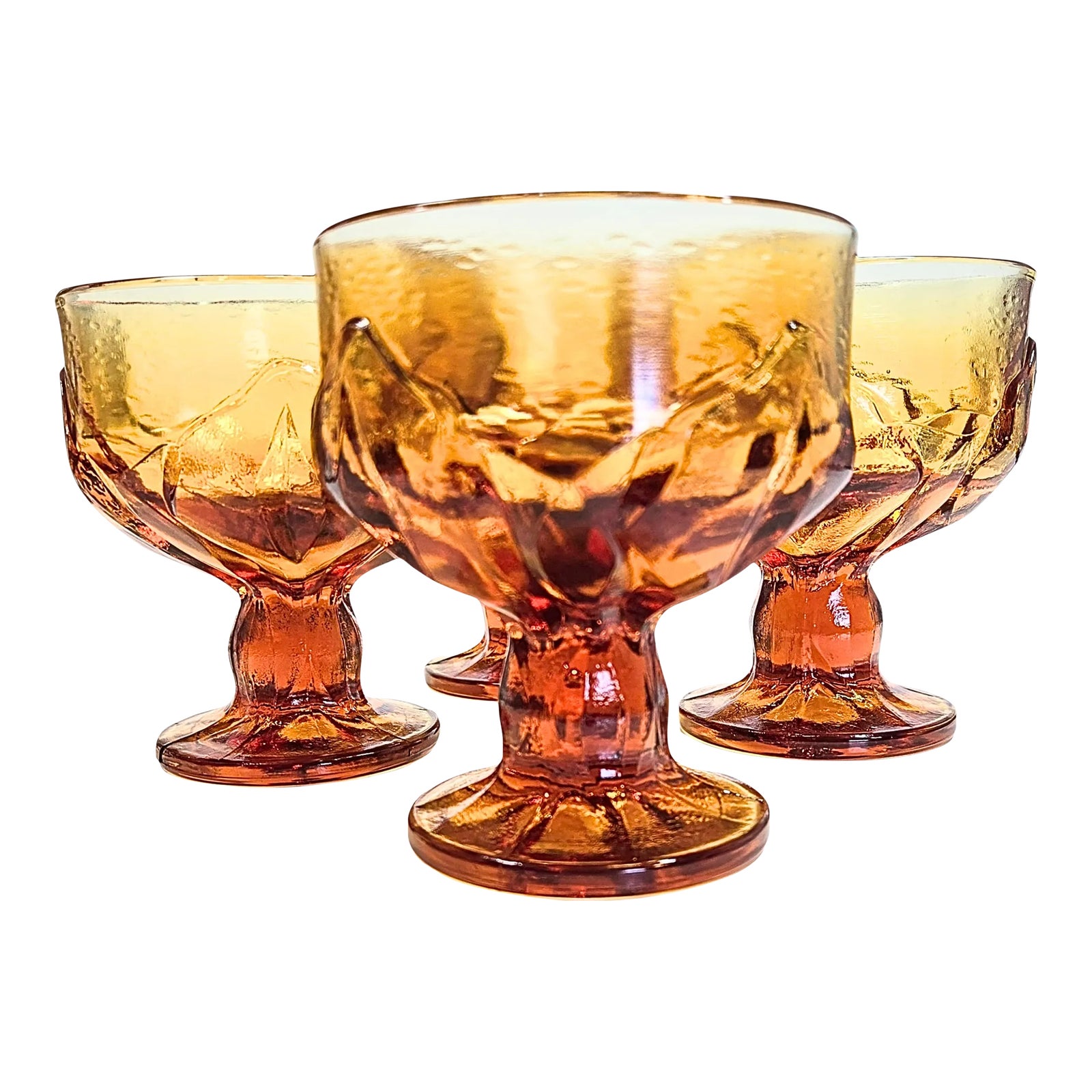 Amberina Bud Champagne Coupes- Set of Four | Chairish