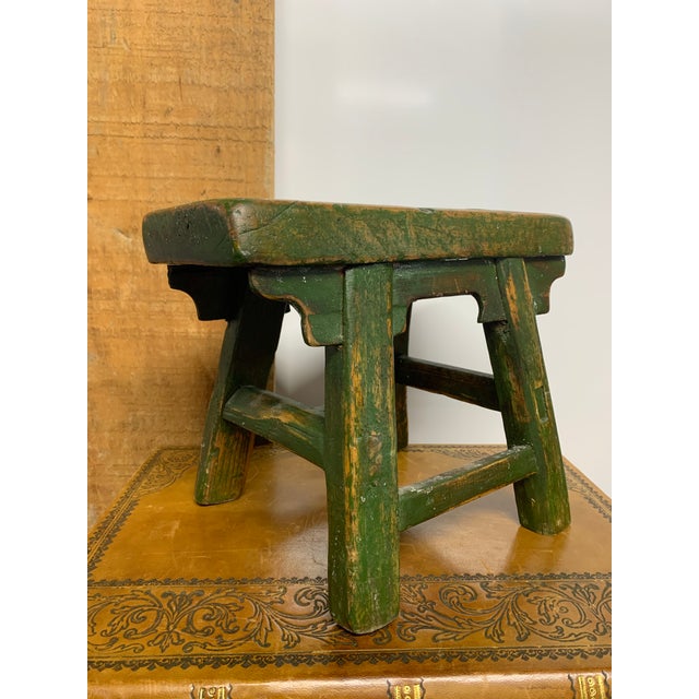 Late 19th Century Green Painted Wooden Cricket Bench | Chairish