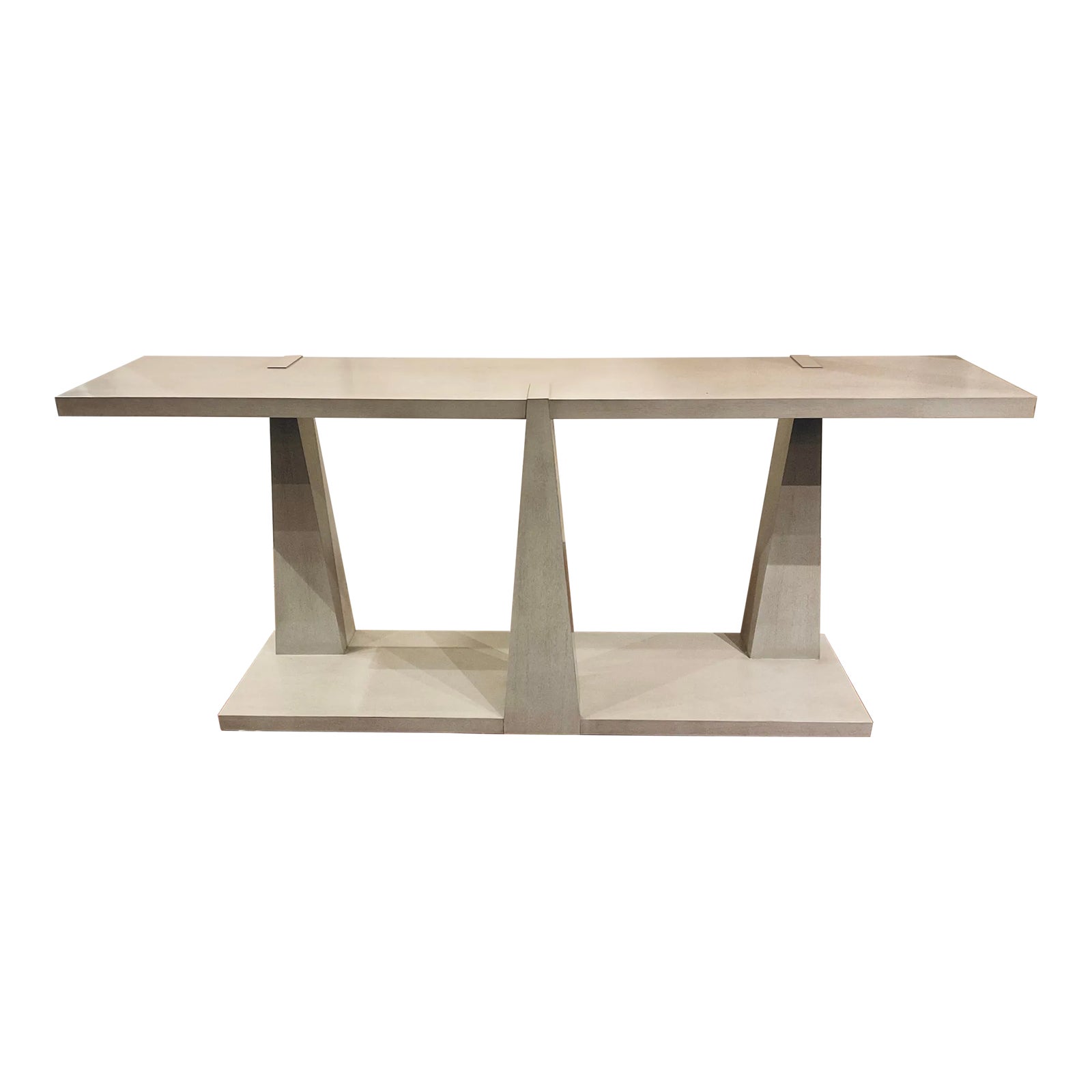 Century Furniture Modern Gray Wood Column Console Table | Chairish
