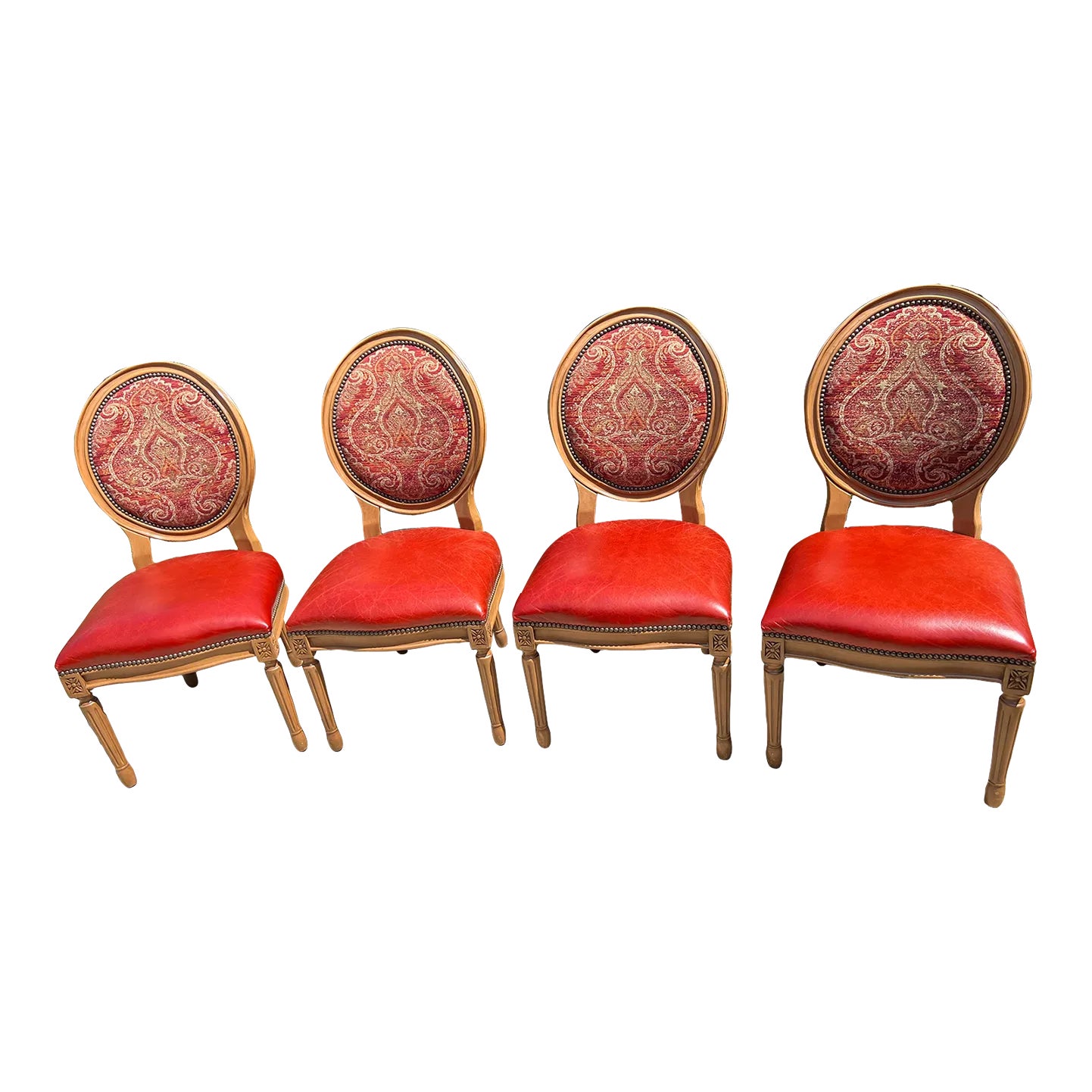 Frontgate Langston Leather Dining Round Back Side Chairs- Set of 4 ...