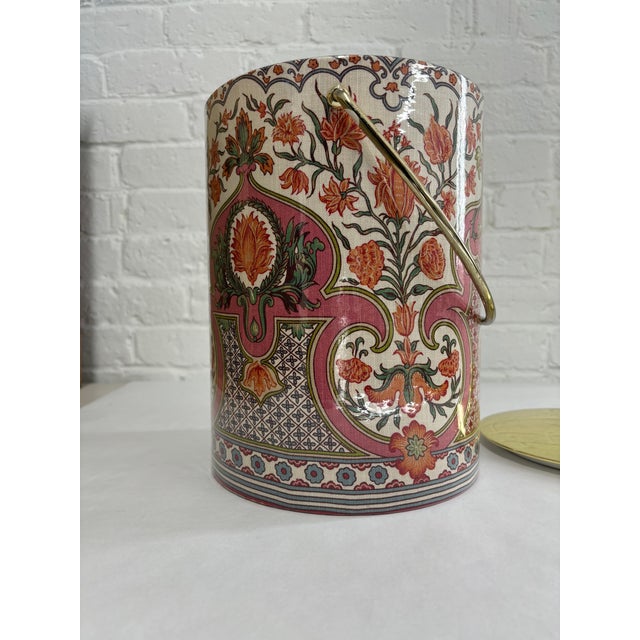 1970s Decorative Linen Fabric Ice Bucket | Chairish