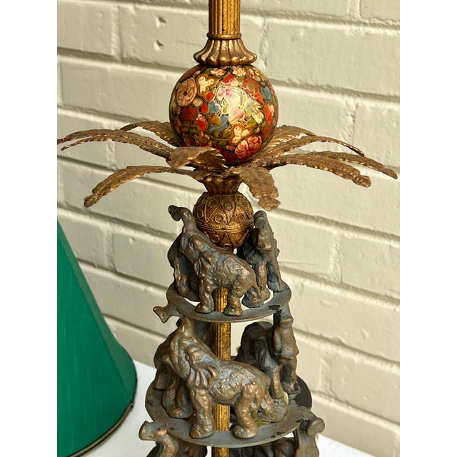 Vintage Elephant Column Table Lamp by Tyndale | Chairish
