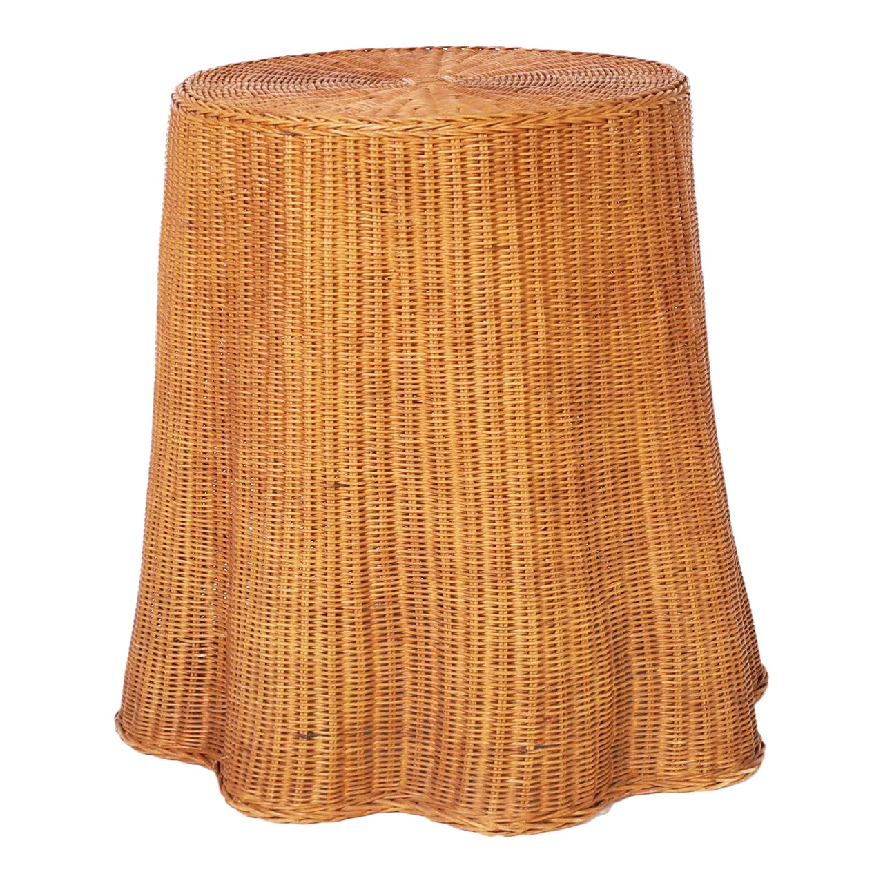 Wicker Ghost Drapery Table or Stand | Chairish