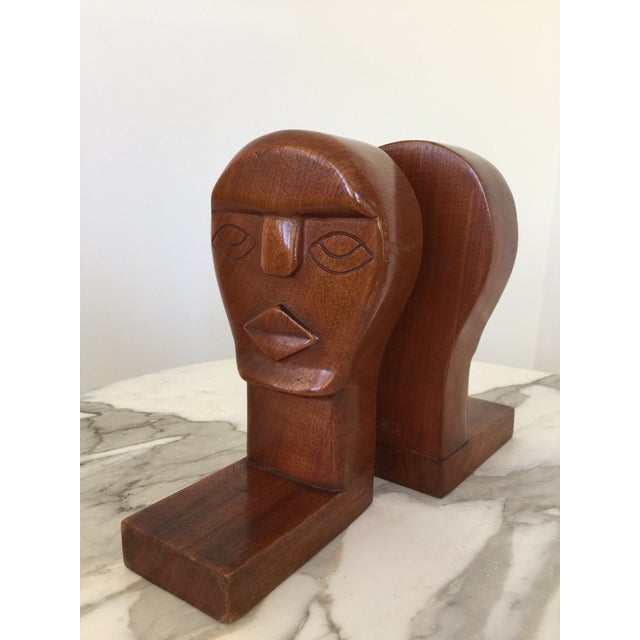 Modernist Wood Sculpture Bookends - A Pair | Chairish