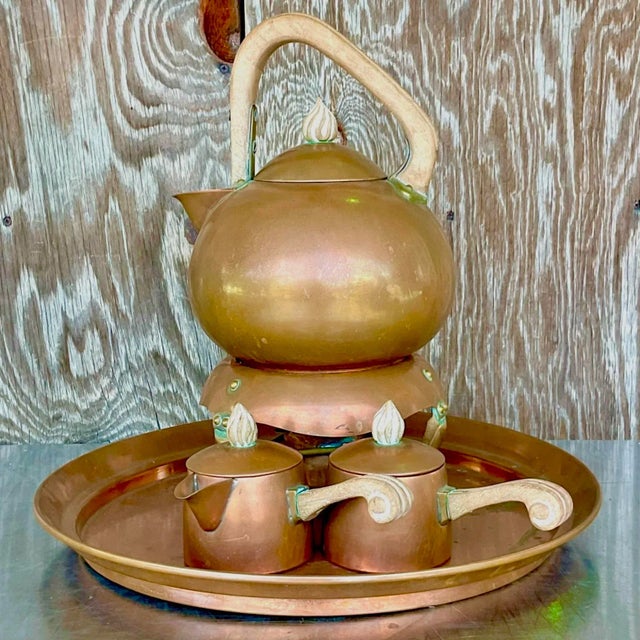 Vintage j.c. Moore Copper Tea Set- 5 Pieces | Chairish