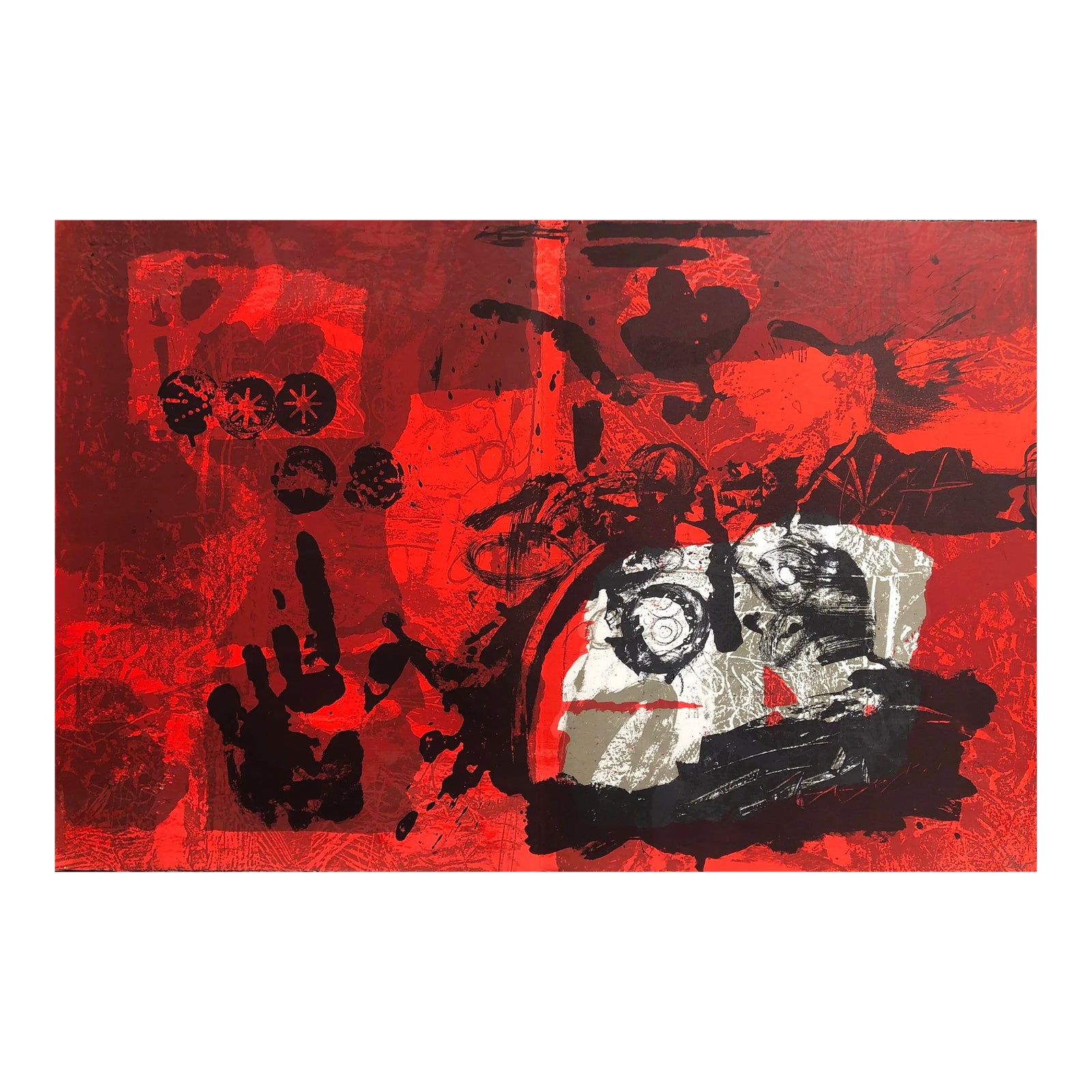 1970 Antoni Clave Abstract Lithograph From Trobador | Chairish