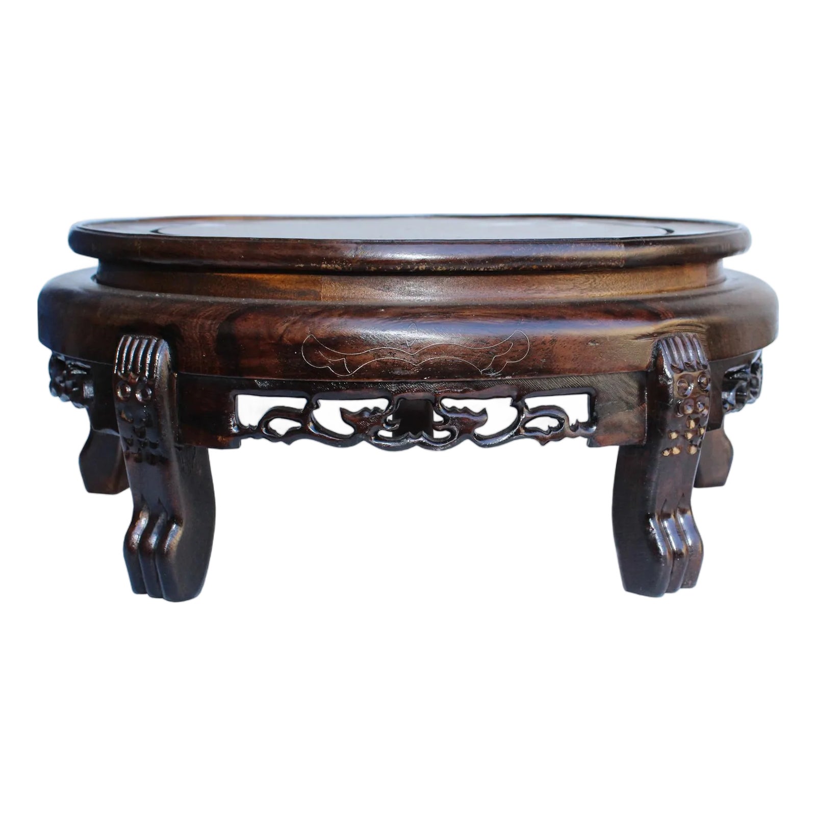 13" Chinese Brown Wood Round Table Top Stand Display Easel | Chairish