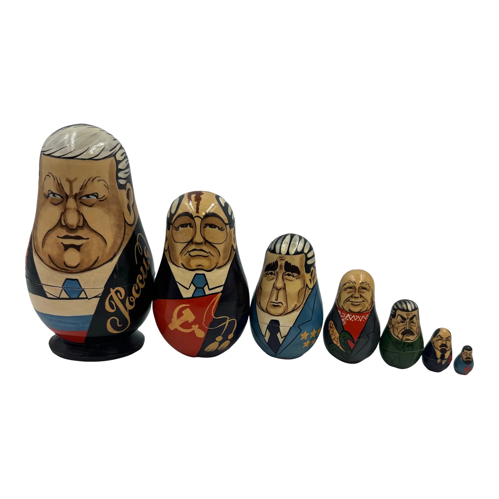 Russian and Soviet Nesting Doll Leaders - Set of 7 | Chairish