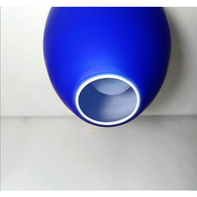 Vintage Ceiling Light in Opaline Cobalt Blue Glass, 1980s | Chairish