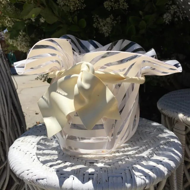 CT Designs Lucite White Stripes Polka Dots Handkerchief Vases - Set of 2 | Chairish