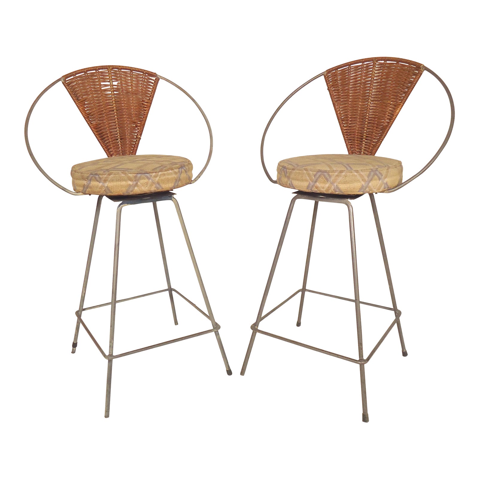 Mid 20th Century Arthur Umanoff Hoop Stools - A Pair | Chairish