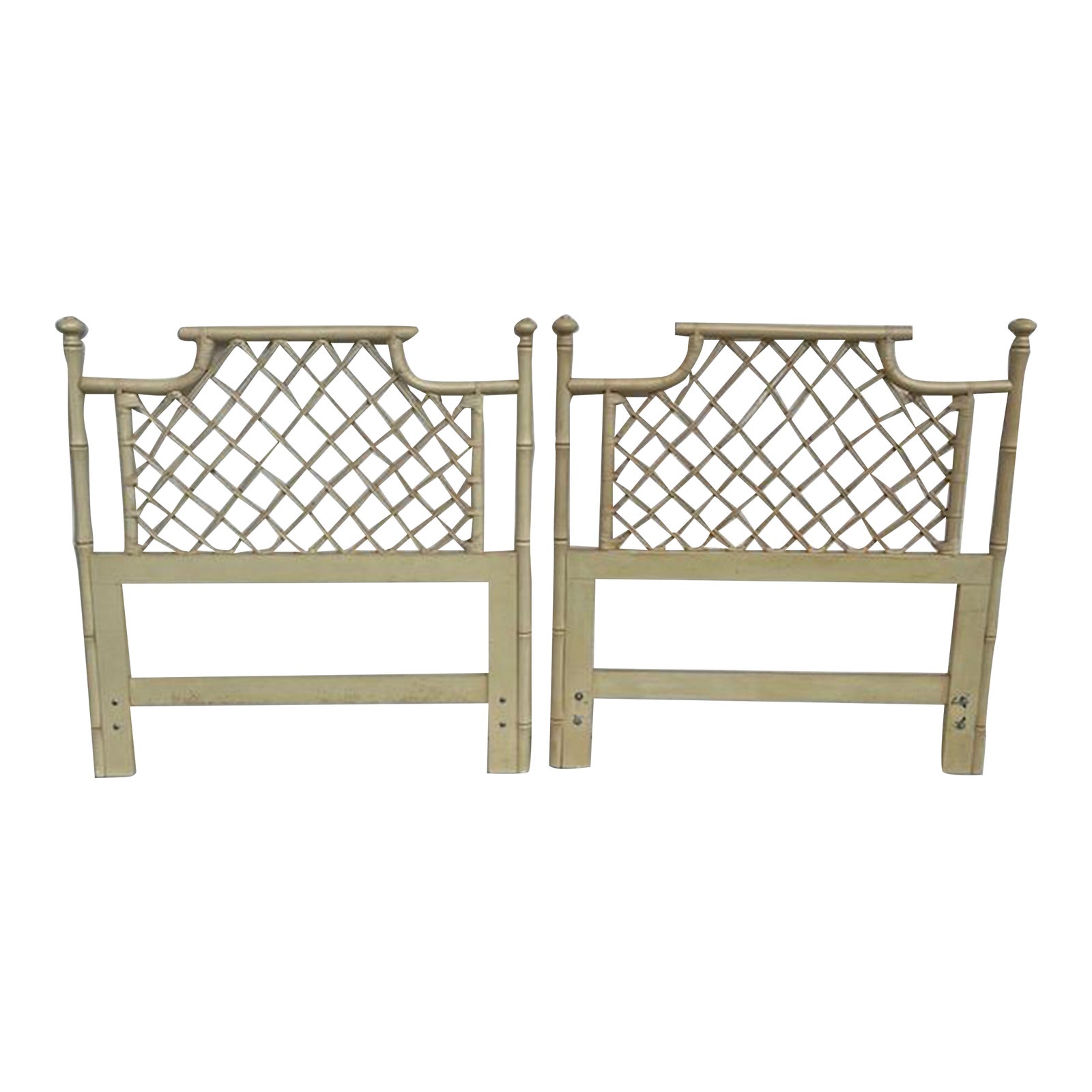 Ficks Reed Faux Bamboo and Lattice Twin Headboards - a Pair | Chairish
