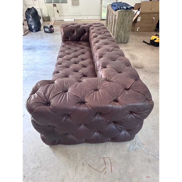 10 Foot Leather Chesterfield Soho Sofa | Chairish