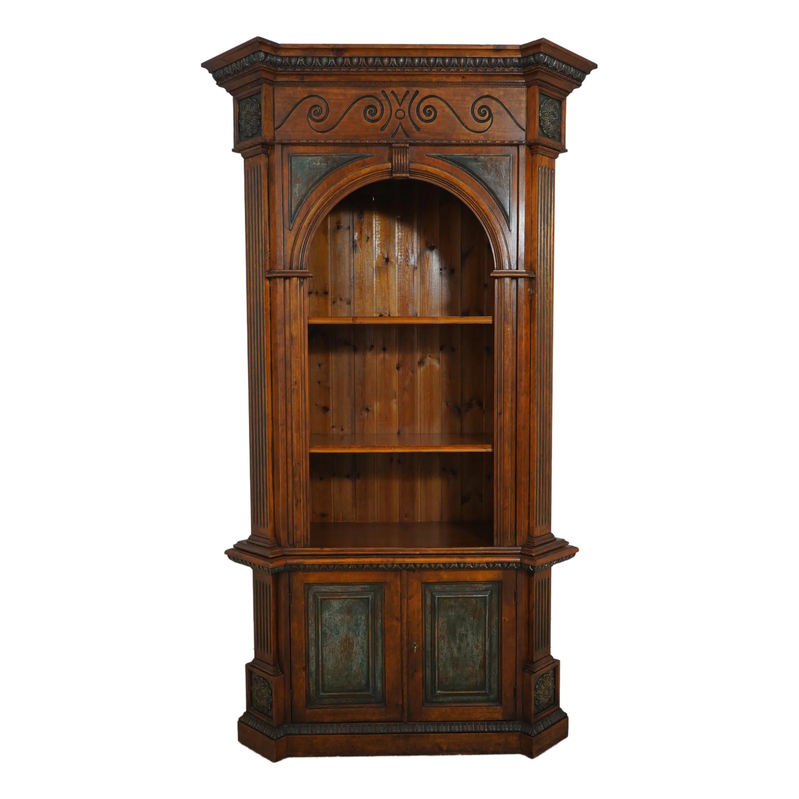 Turazza Italian Continental Distressed Finish 2 Piece Bookcase Cabinet ...