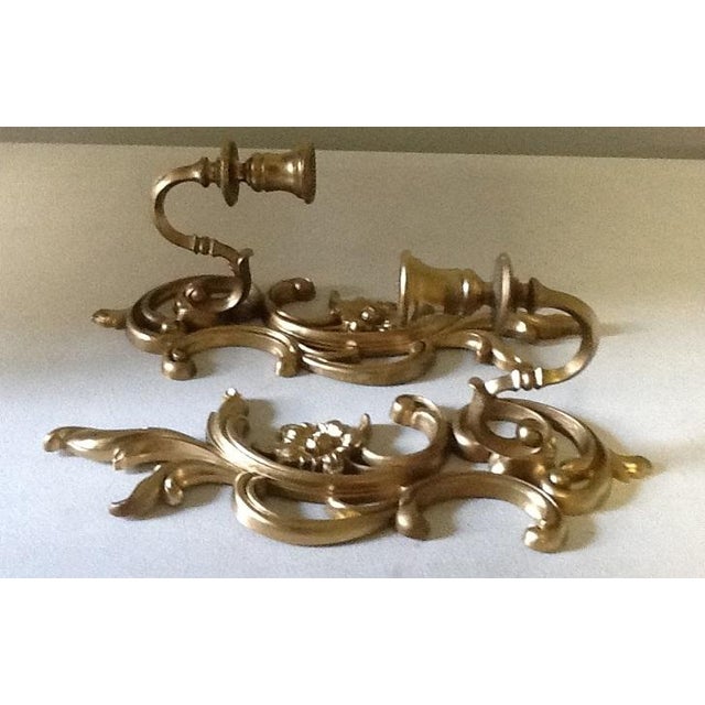 Vintage Syroco Ornate Gold Candle Wall Sconces | Chairish
