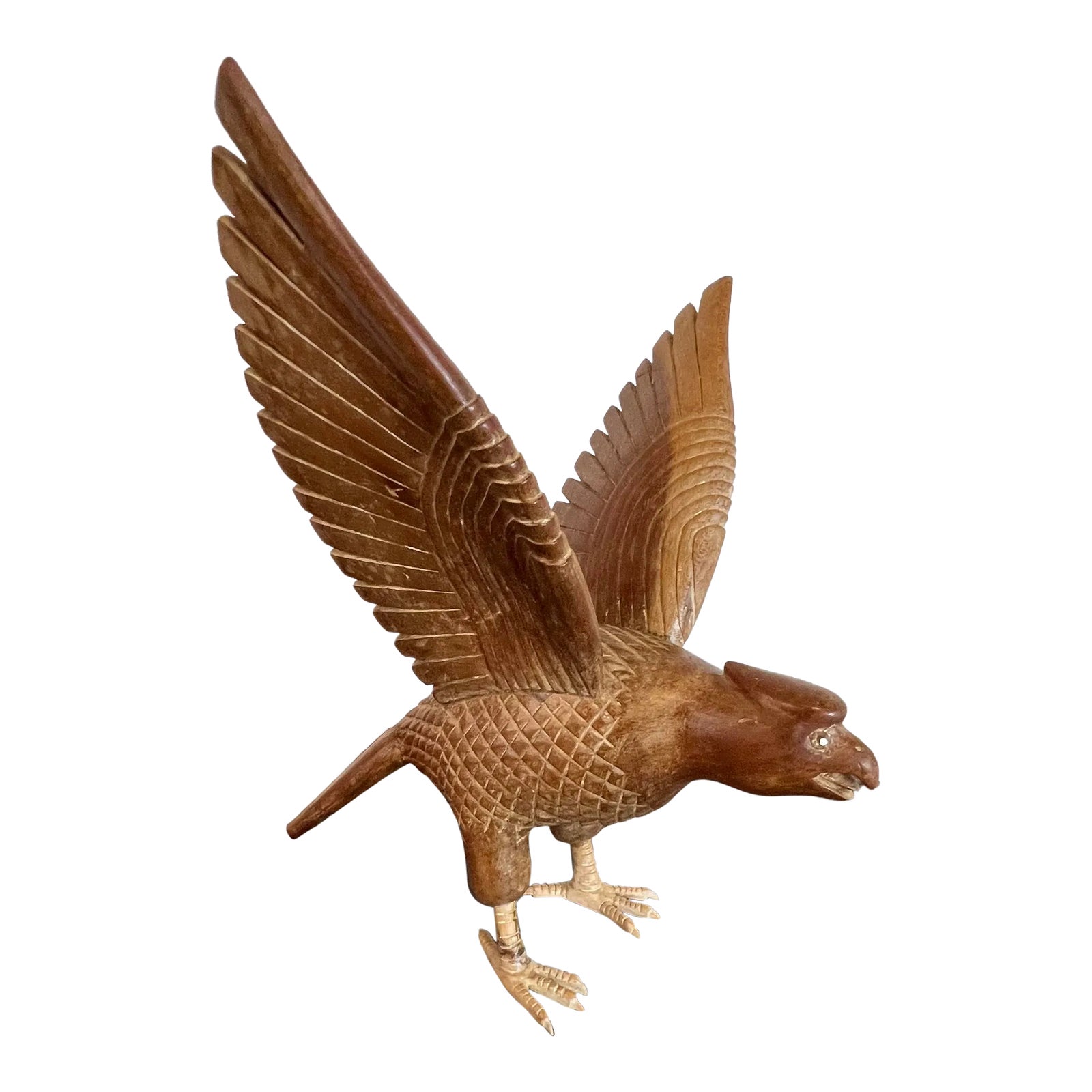 Vintage Wood Falcon Carving | Chairish