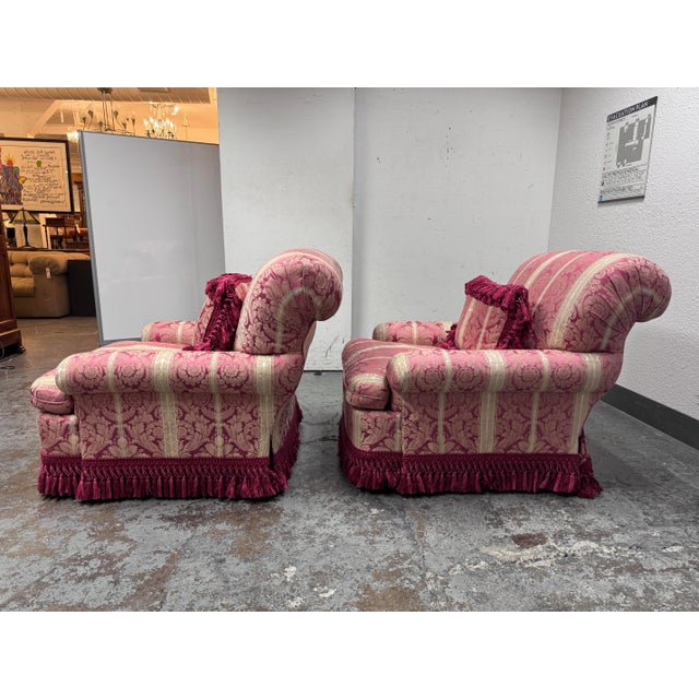 Custom Design Louis XV Style Red & Silk Rolled Back Chairs, a Pair ...
