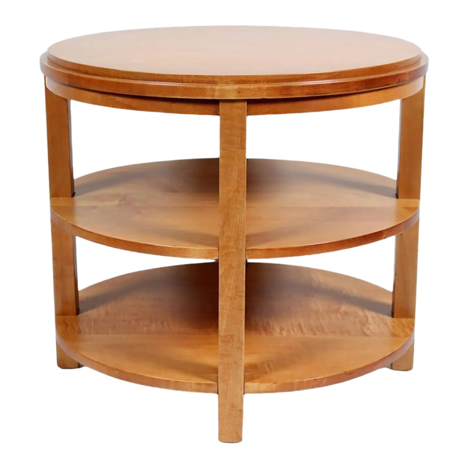 Donald Deskey Style Round Three Tier Maple Occasional Table, 1930s ...